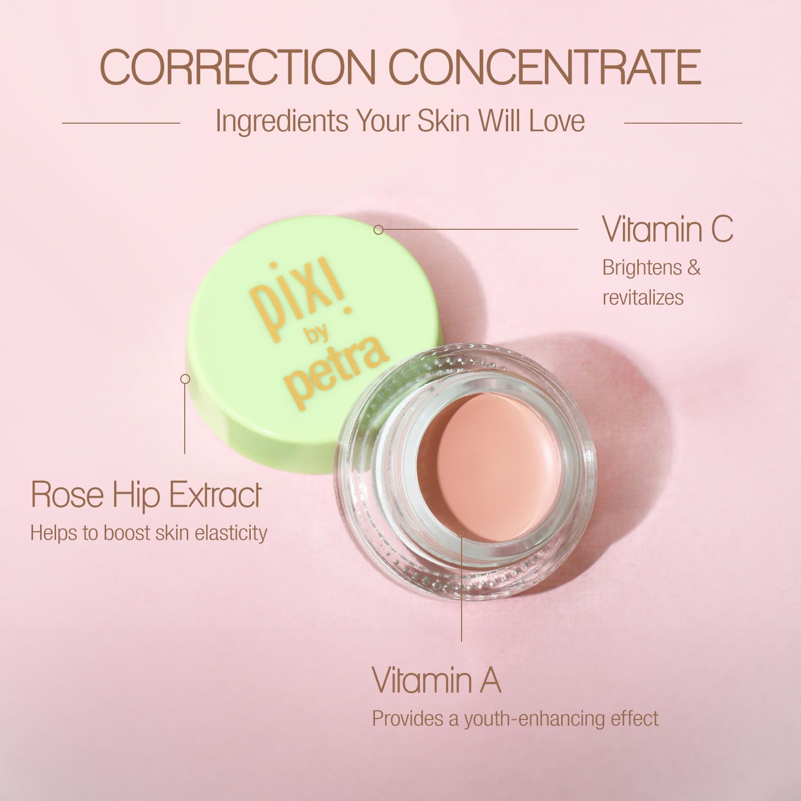 Pixi Correction Concentrate - Brightening Peach | Under Eye Colour Corrector | Illuminating Concealer For Under Eyes | 0.1 Fl Oz