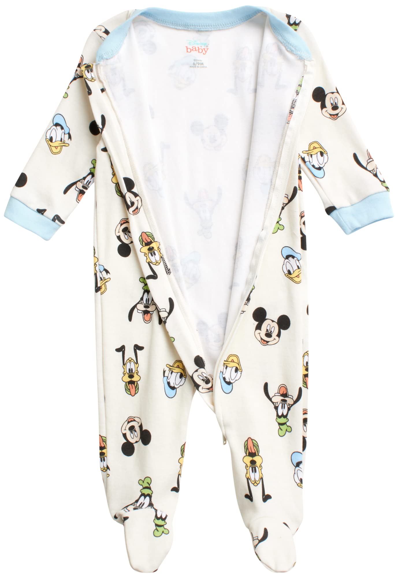 Disney Baby Boys' Mickey Mouse Romper - 2 Pack Sleep n' Play Footed Coveralls (0-9M), Size 6-9 Months, Mickey and Friends