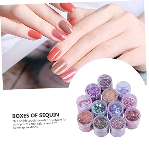 Nail Decor 12 Boxes Environmental Protection pet Crafts Set Bottled Accessories Applique Small Gradient Sequins Suite Sequins Ultra Thin Nail Polish Flash Sequins for Crafts Decore