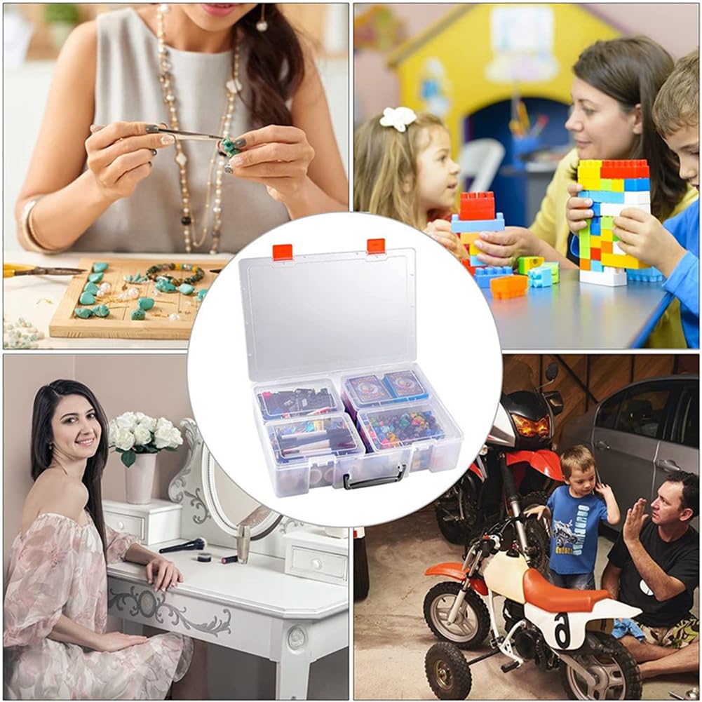 Chemlliy Portable Plastic Storage Box, Art & Craft Organizer with Handle, Clear Storage Bins Container for Organizing Tool, Craft, Bead, Lego, Sewing