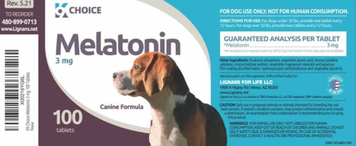 K9 Choice 3 mg Melatonin - 100 Chewable Tablets, Melatonin for Dogs - Natural Immune System Booster