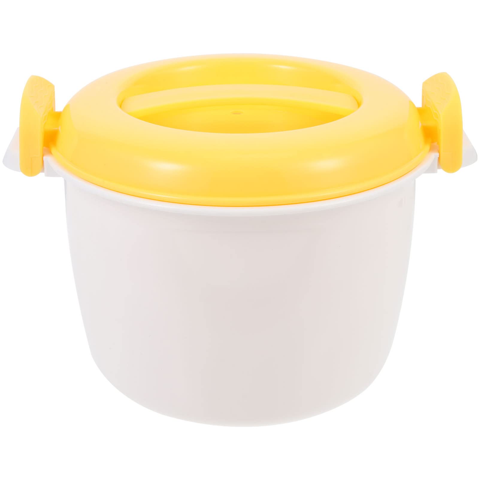 BESTonZON Microwave Rice Cooker Steamer Bowl for Vegetables with Steam Release Vent Microwaveable Cookware for Rice and Vegetables Yellow L