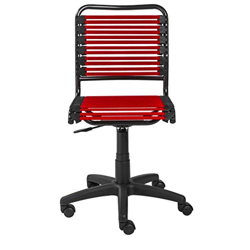 HomeRoots Red Flat Bungie Cord Low Back Rolling Office Chair