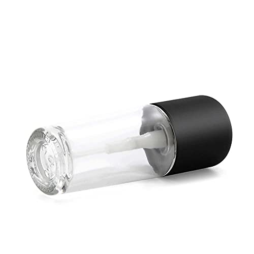 Furnido 4 Pack 30ml/1 Oz Clear Glass Round-Shape Essence Lotion Bottle Empty Refillable Liquid Foundation Dispenser with Pressure Pump Travel Foundation Samples Vials-Pipette&Funnel Included