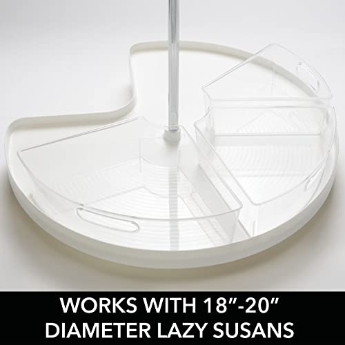 mDesign Plastic Kitchen Cabinet Lazy Susan Food Storage Organizer Raised Shelf Tray - 2 Tier, Pie-Shaped, 1/4 Wedge - Organize Soup Cans, Pasta, Tea, Coffee, Spices, Jars, Bottles, Boxes - Clear