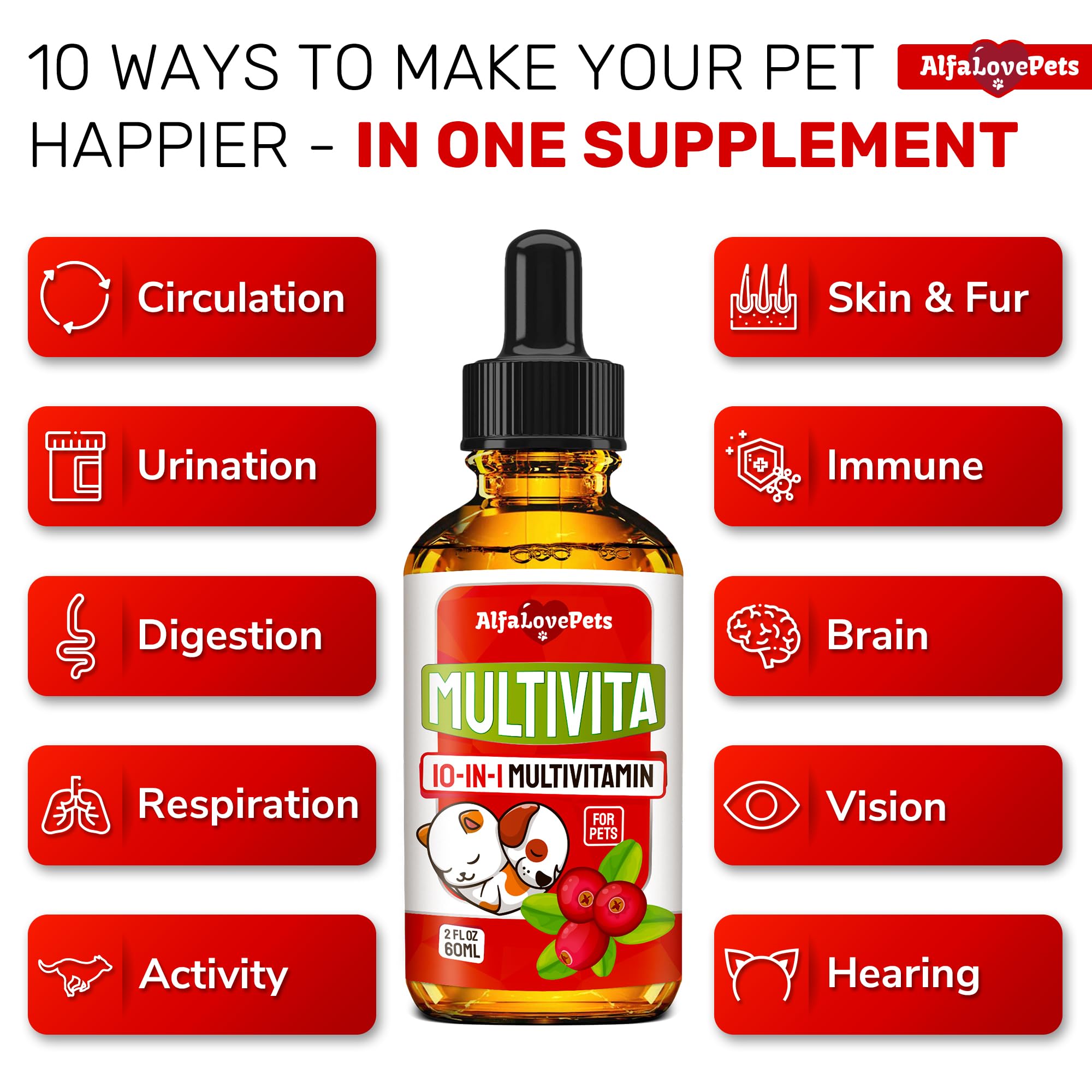 Сat Vitamins for Indoor Cats in Drops – Liquid Multivitamin for Dogs – Dog Multivitamin Liquid Supplement – Cat Multivitamin – Multivitamin for Dogs – Vitamin C for Cats – 2 oz