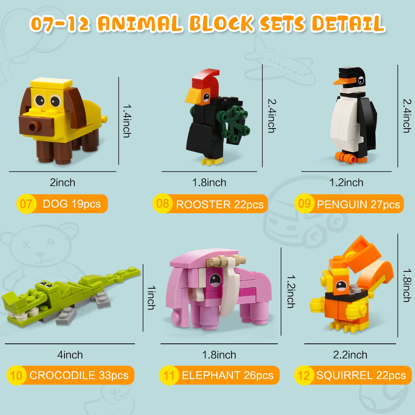JOYPRO 12 Animals Building Blocks Valentines Gifts Exchange Party Favors for Kids