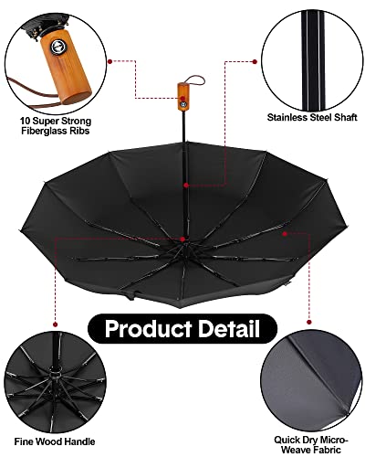 Kacctyen 4 Pieces Travel Umbrellas Compact Windproof Rain Umbrella Automatic Folding Umbrella Small Portable Umbrella for Men Women, Black