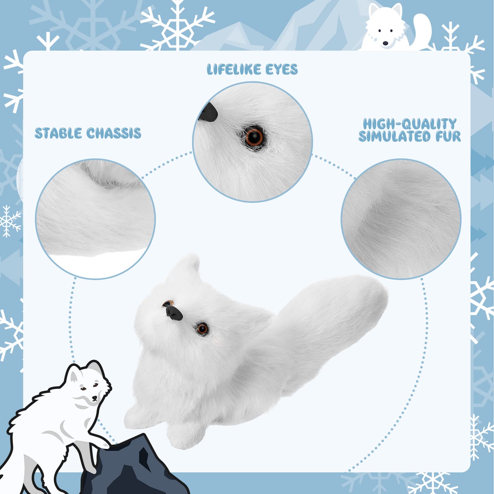 Simulation Fox Toy 2 Piece Fur Fox Model Stuffed Fox Ornament Static Action Figures Fox Squatting Sleeping Plush Mini Fox for Home Office Bag Decoration 5.5 x 2.76 Inch, 3.15 x 2.36 Inch (White)