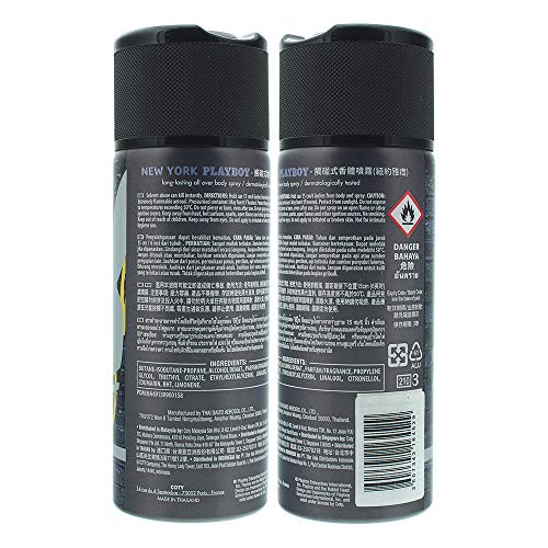 Playboy Fragrances New York Deodorant Body Spray for Men, 5 Ounce