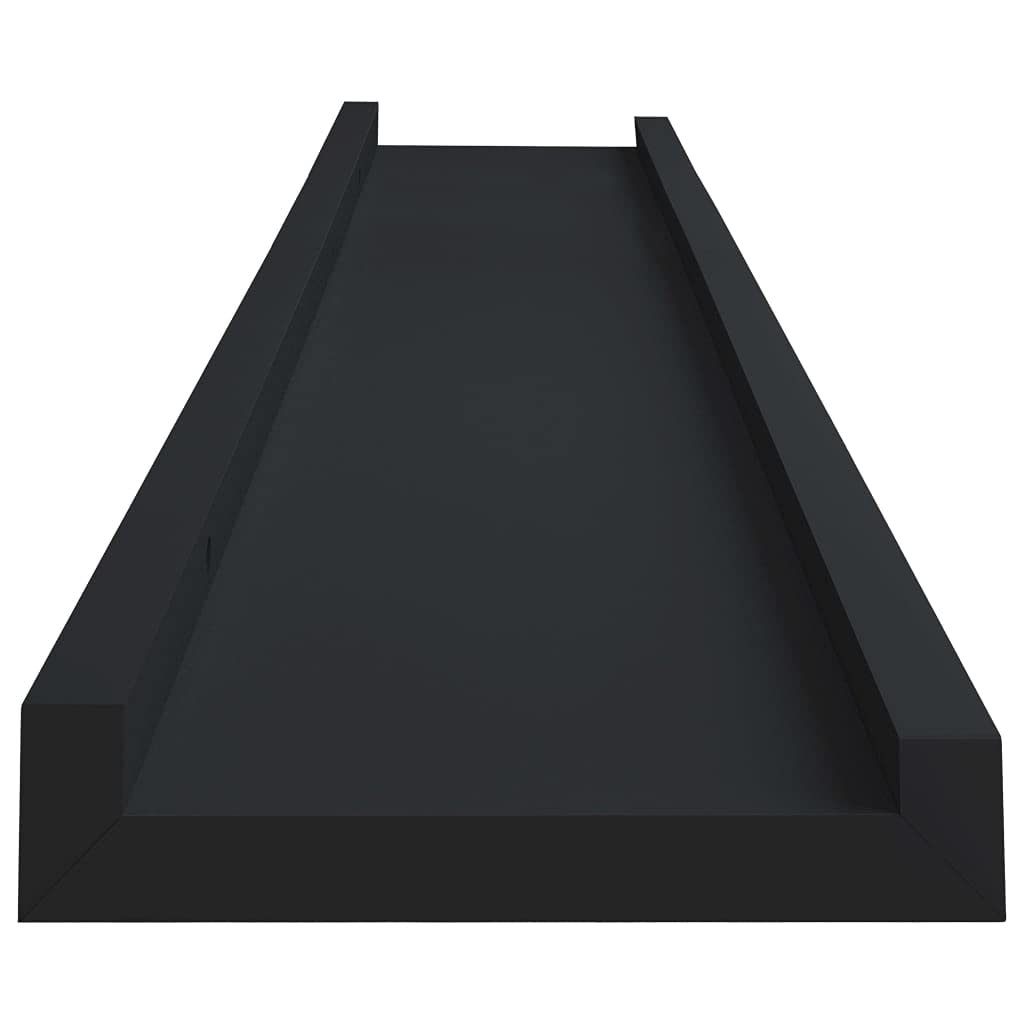 vidaXL Wall-Mounted Black Ledge Shelves, Set of 2, Lacquered MDF, Measuring 31.5"x3.5"x1.2", Suitable for Picture Frames and Decorations, Easy to Install
