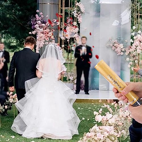 Confetti Cannon Party Poppers - Biodegradable Dried Petals Poppers for Wedding Birthday Party Prank Graduation New Year Celebration Christmas Eve (Gold)
