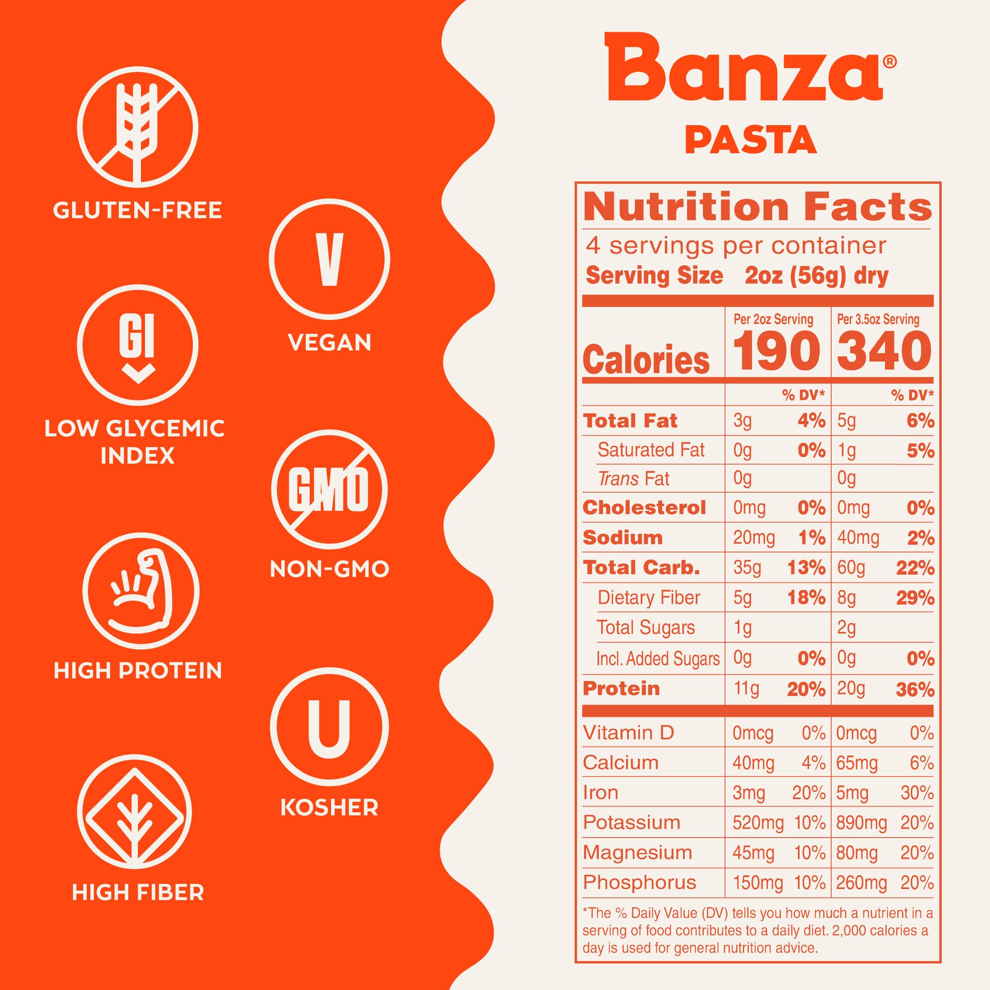 Banza Spaghetti Pasta from Chickpeas - Gluten Free, High Protein, and Lower Carb Protein Spaghetti Chickpea Pasta - 8oz
