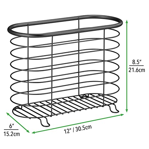 mDesign Steel Magazine Holder Storage Organizer Bin - for Bathroom, Living Room, Home Office Organization - Holds Papers, Books, Files, Folders - Omni Collection - Matte Black
