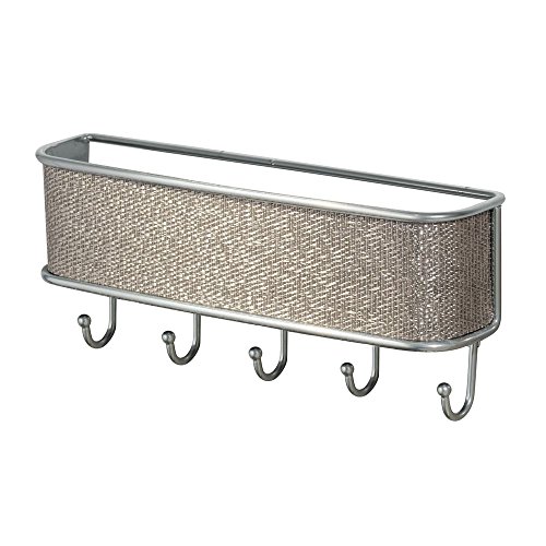 iDesign Twillo Metal Wall Mount Key and Mail Rack, 5-Hook Organizer for Kitchen, Mudroom, Hallway, Entryway, 10.5" x 2.5" x 4.5" - Metallico