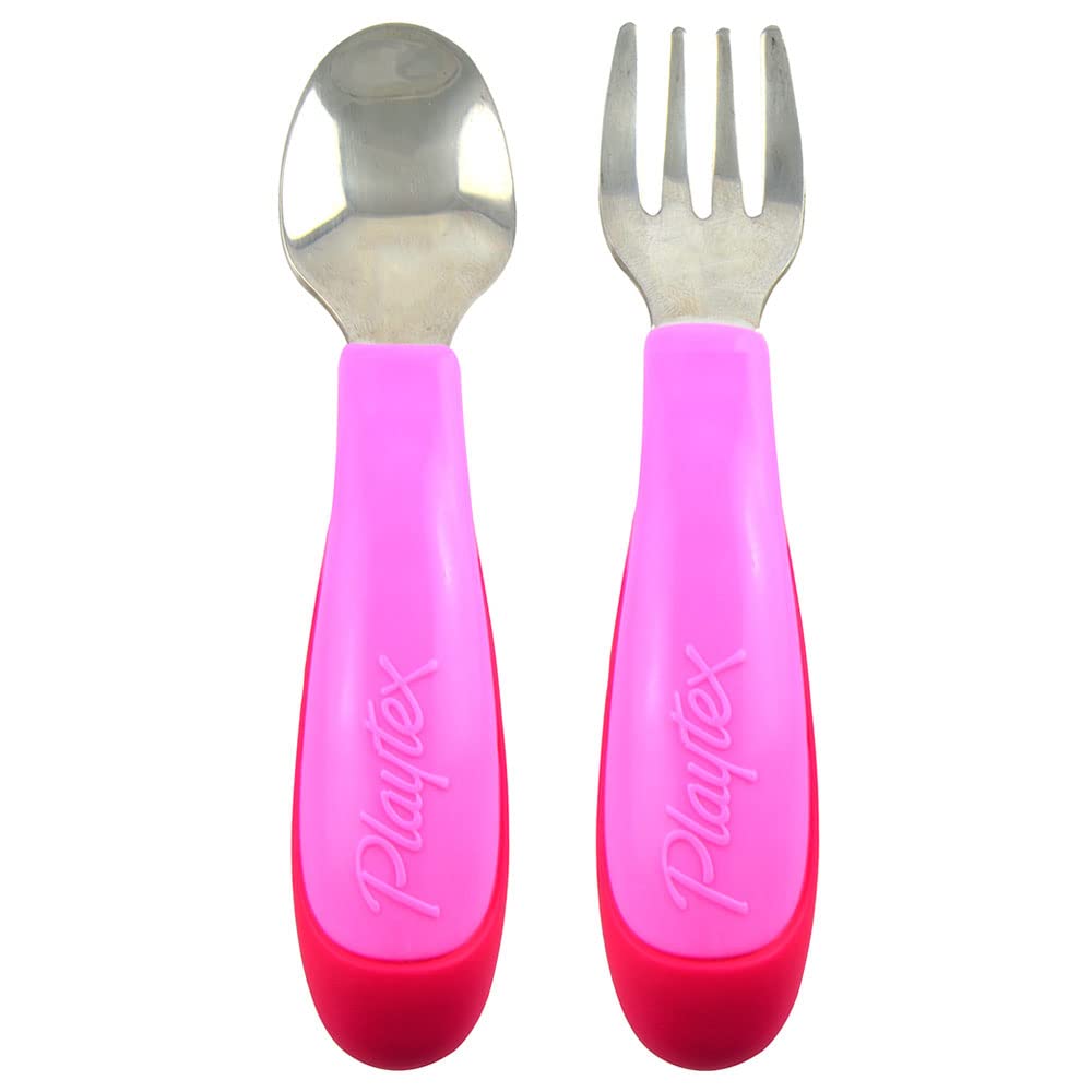 Playtex 05910 Mealtime Toddler Utensil Set Assorted Colors 2 Count