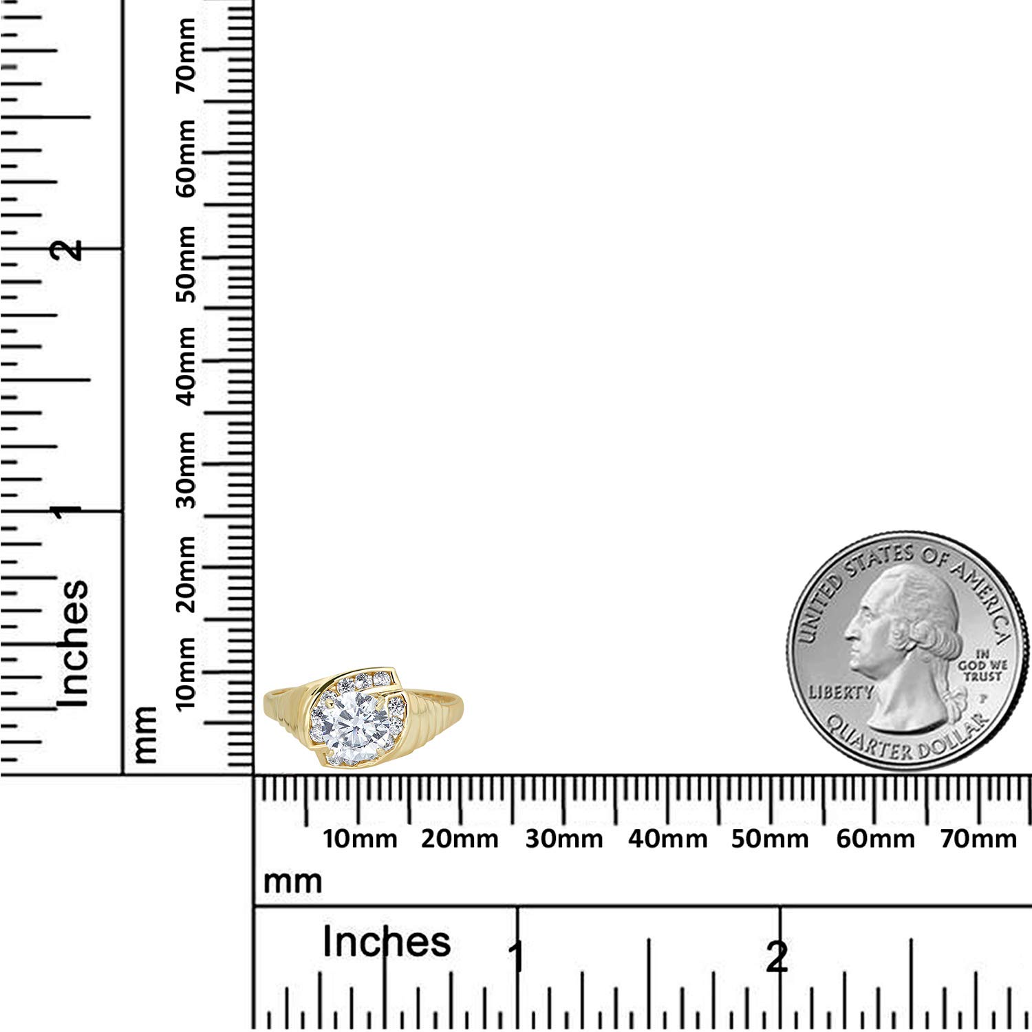 AVORA 10K Yellow Gold 1 Carat Solitaire Simulated Diamond CZ Classic Engagement Wedding Anniversary Ring - Size 8