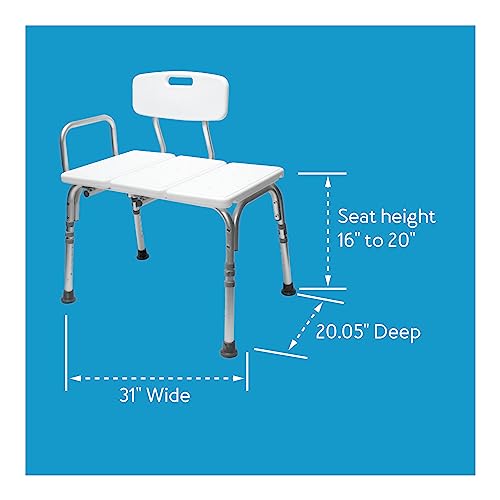 Carex Bathtub Transfer Bench - Shower Bench and Bath Bench with Height Adjustable Legs - Convertible to Right or Left Hand Entry, Shower Chair For Bathtub, Bathtub Chair