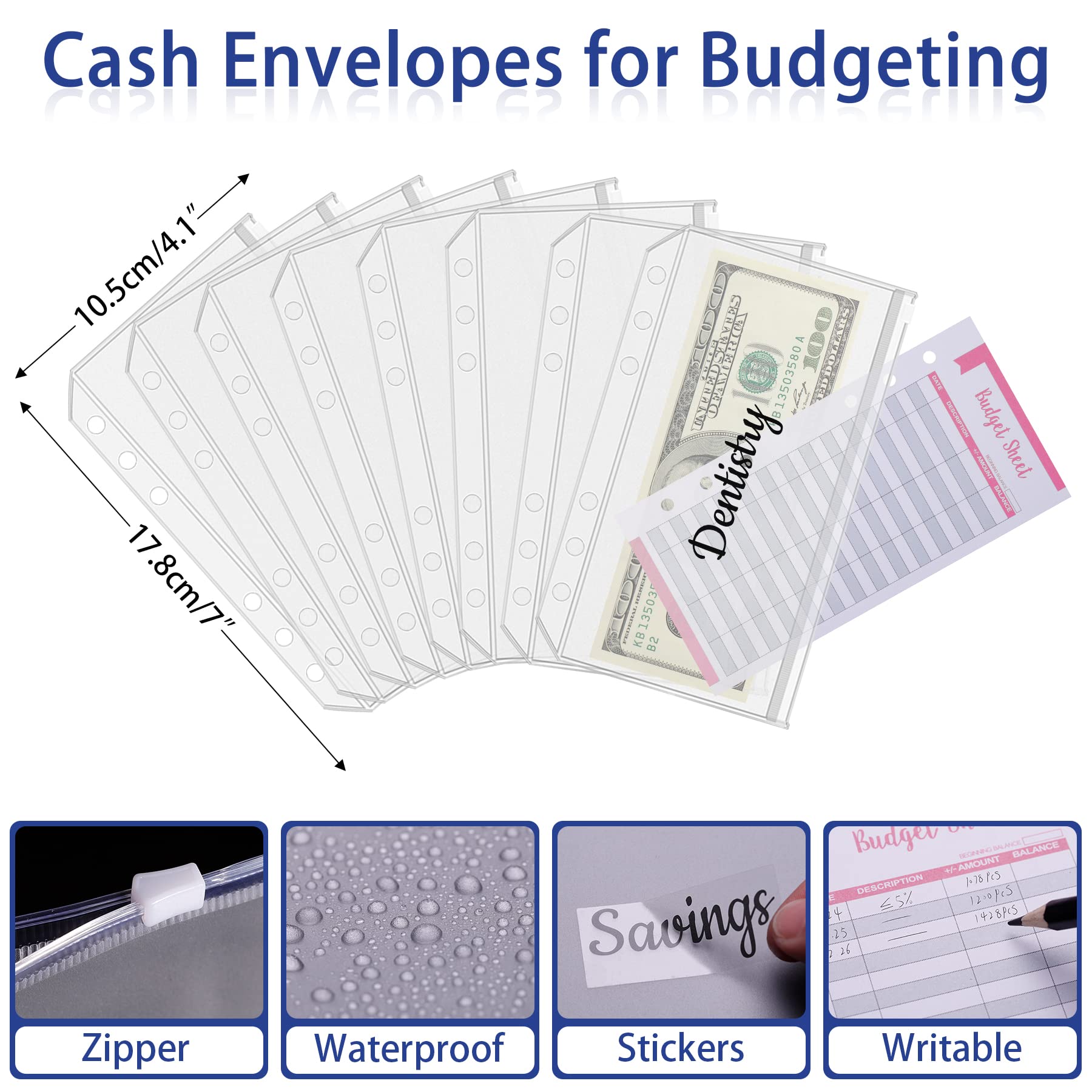 Antner Budget Binder with Zipper Envelopes, Money Saving Binder with Expense Sheets for Budgeting, Money Organizer Planner for Cash, A6 Budget Book with Cash Envelopes for Savings Binder, Black