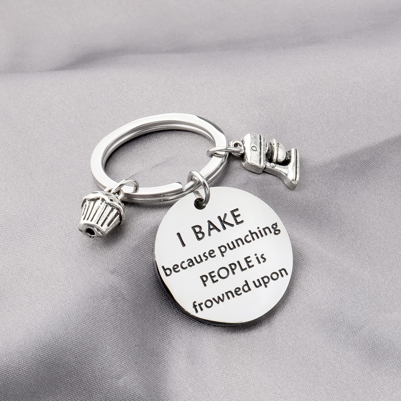 Baker Jewelry Gift for Baker Pastry Gifts Culinary School Gifts Bakers Gifts for Women Men (I BAKE because punching)