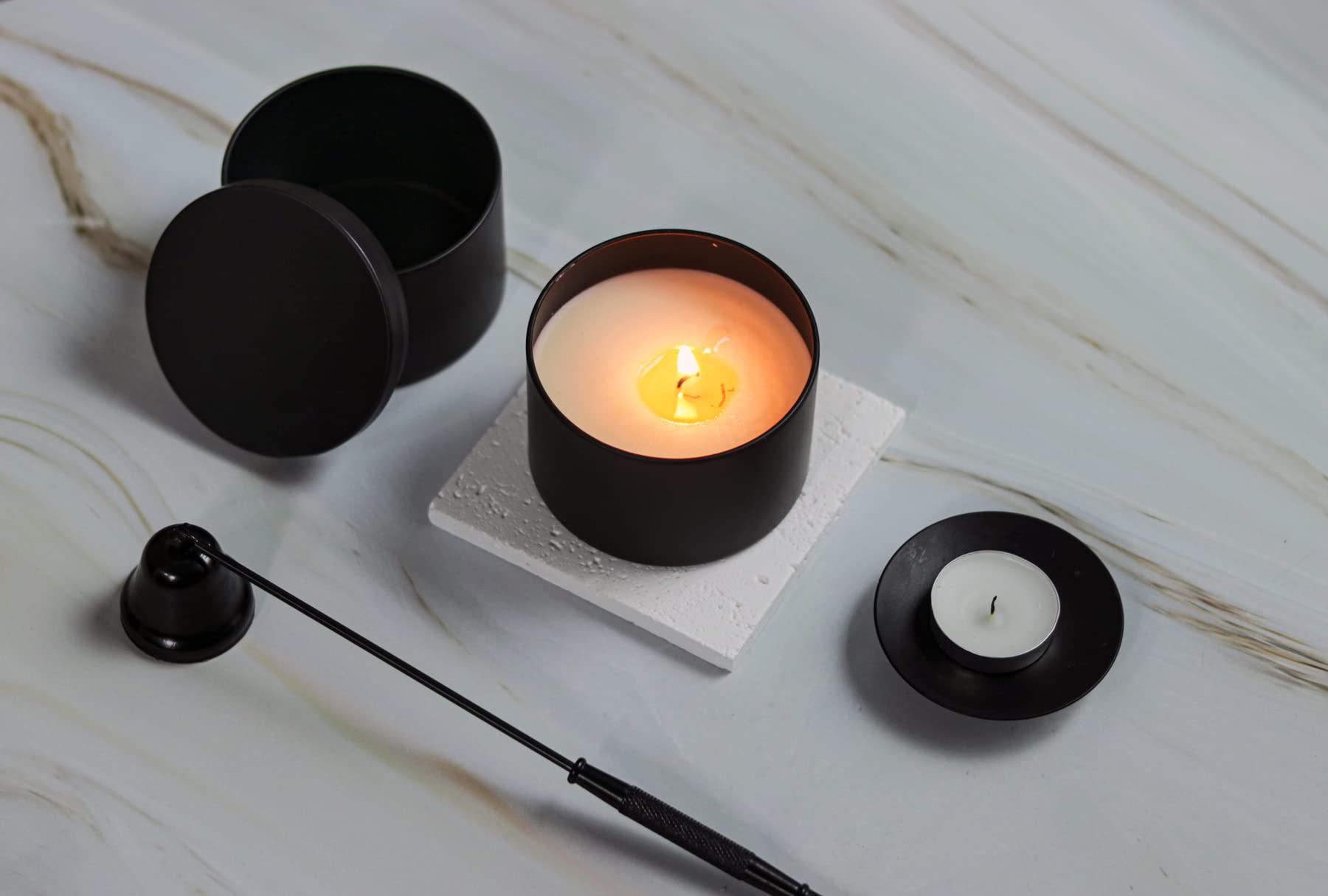 Aroparc Candle Tins 8oz with Lids, 24 Pack Seamless Bulk Candle Containers for Candle Making Supplies Wholesale Empty Candle Jars - Black
