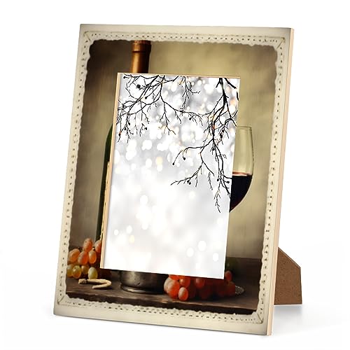 Bardic 5x7 Picture Frames, Red Wine Glass Wooden Photo Frame Fits 4x6 with Mat or 5x7 Without Mat Photo Frames for Wall Mounting or Tabletop Display for Home Gallery Decor