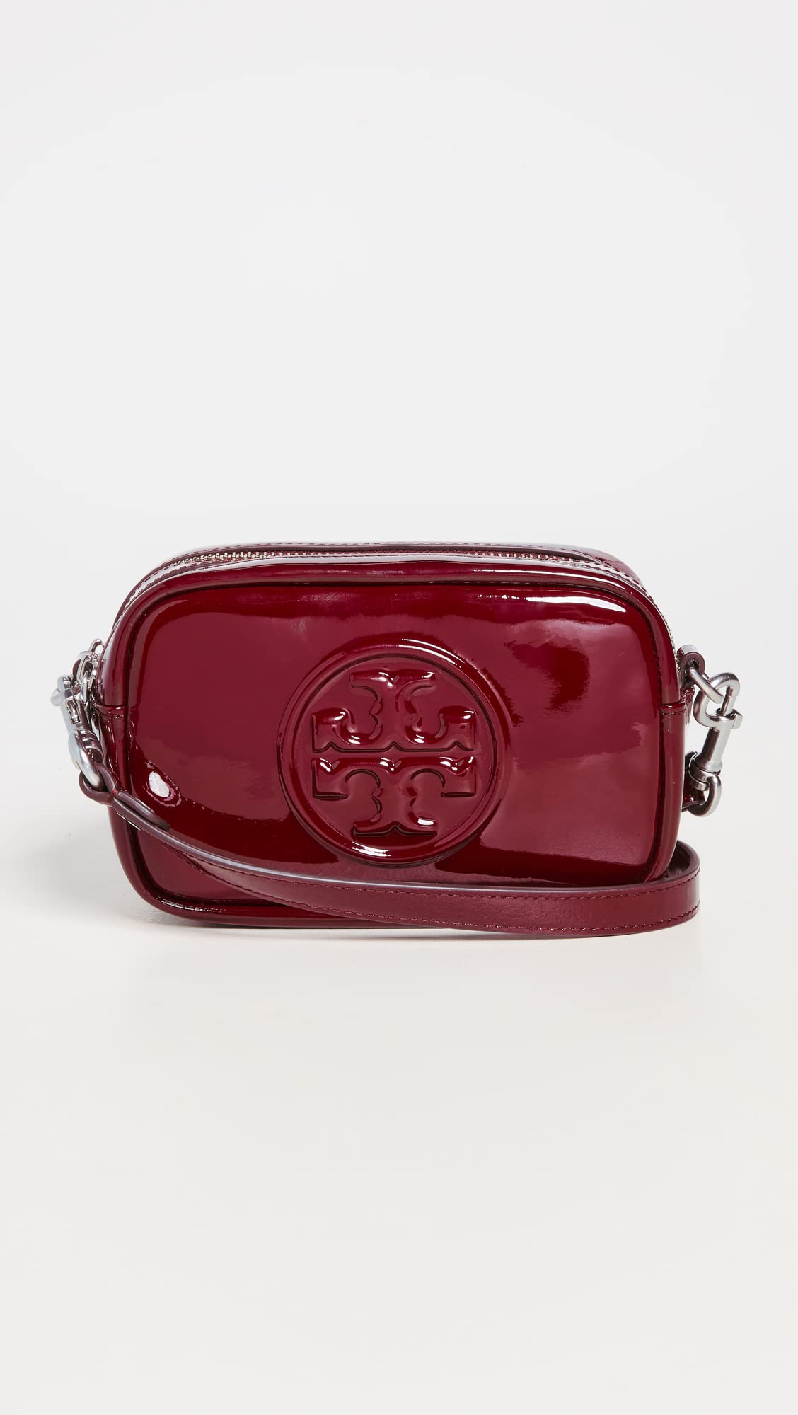 Tory Burch Women's Perry Bombe Patent Mini Bag, Royal Burgundy, Red, One Size