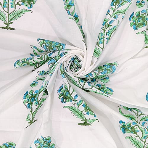Trade Star 3 Yard Hand Block Print Fabric 100% Cotton Fabric for Sewing Crafting Dressmaking Running Natural Dye Sanganeri Indian Bird Print Fabric by The Yard Width 44 Inches(Pattern 4)