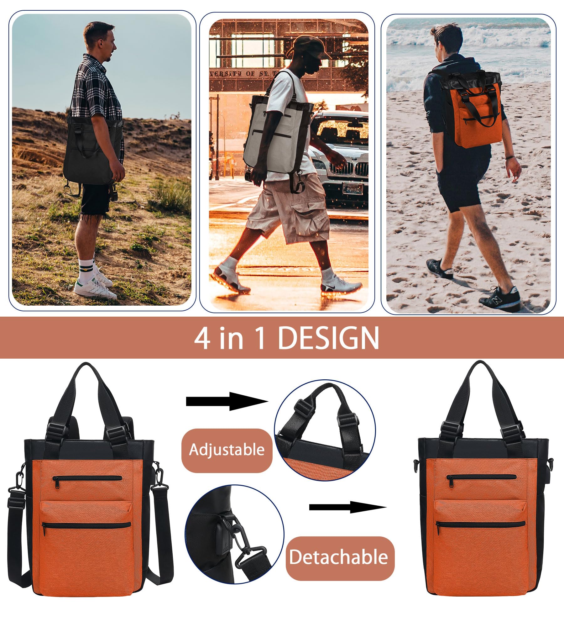 BASICPOWER Backpack Purse for Women Convertible Laptop Tote Work Bag Nurse Teacher Bag for Travel