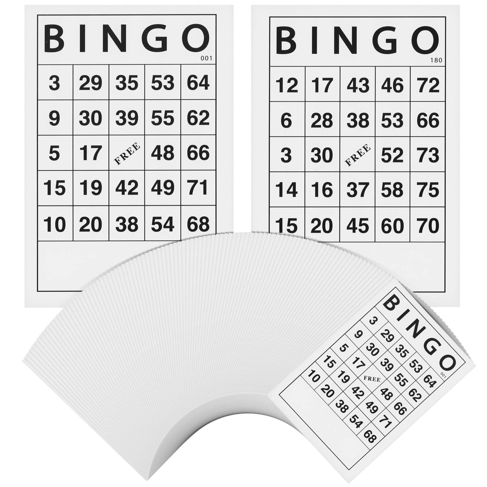 Juvale 180 Sheets Reusable Paper Bingo Cards Bulk for Adults, Disposable Number Game Set for Large Groups (4x6 in)