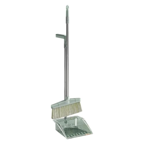 Broom Dustpan Set Cleaning Tool Dust Pan Long Handle Broom Brush Kit Home Bedroom (Green)