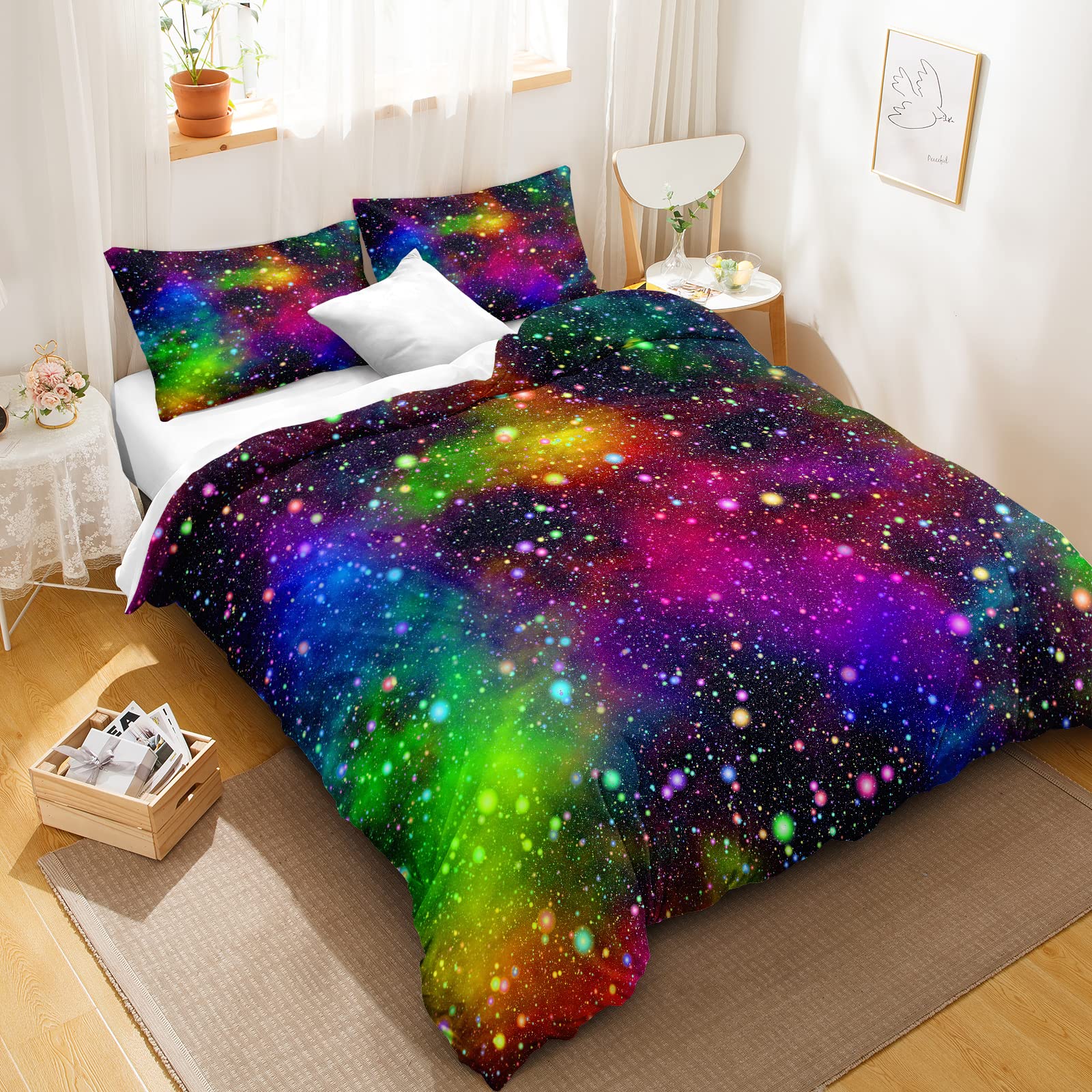 Bedbay Galaxy Bedding Twin Galaxy Room Decor Psychedelic Space Trippy Bed Duvet Cover Set 1 Pillowcase (Galaxy, Twin)
