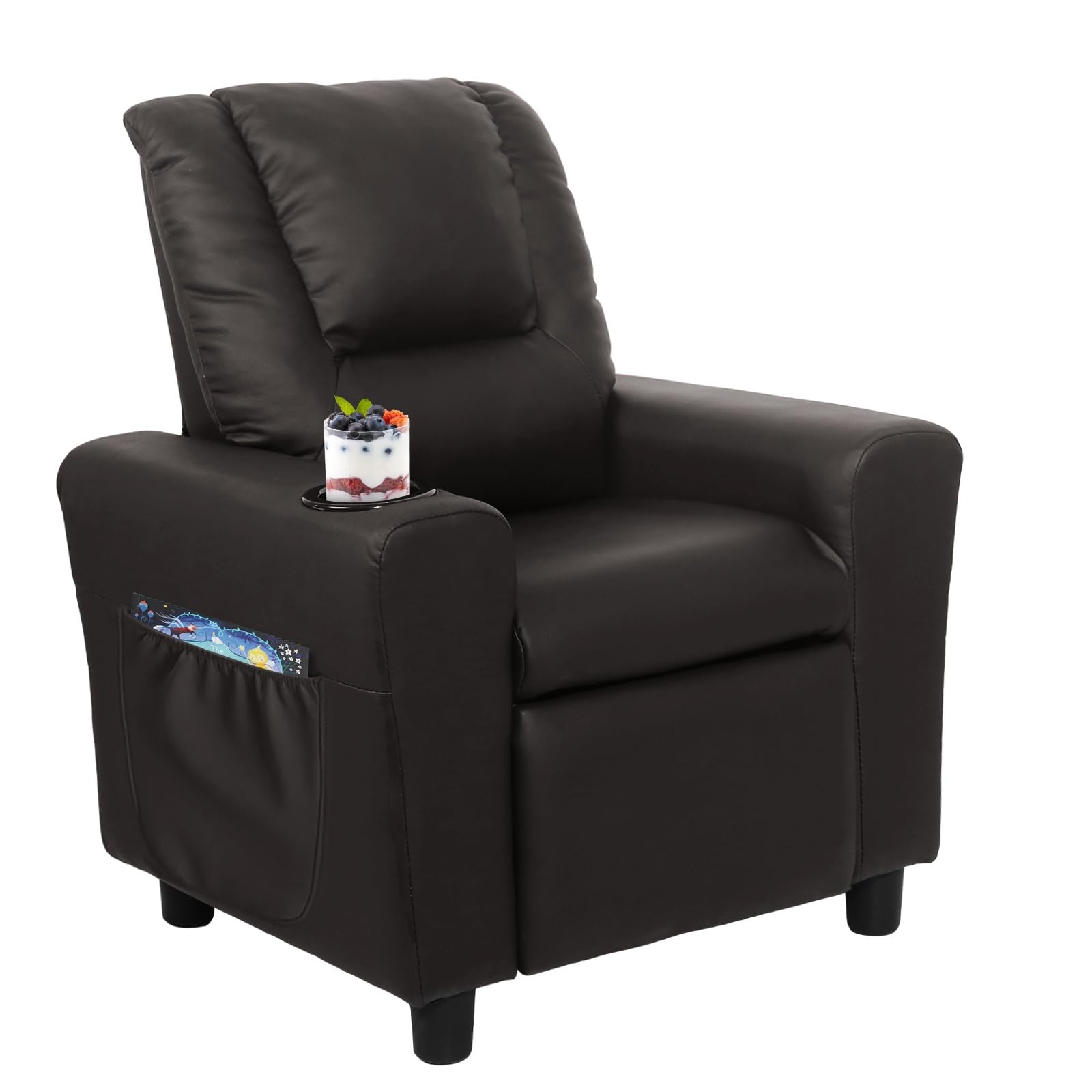 chizzysit Kids Recliner Chairs for Toddlers, Toddler Recliner for Kids Age 1-4 with Cup Holder and Side Pockets, Kids Sofa Couch for Children Bedroom, Living Room, Black