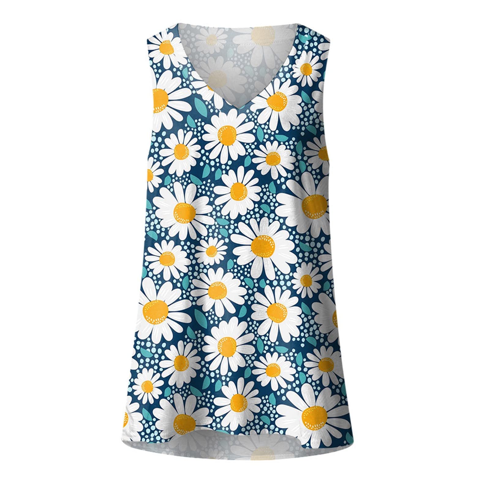 Balakie Workout Tops for Women Deep V Neck Tank Tops Summer Sleeveless Tunic Tops Printing Loose Going Out Tops Tees