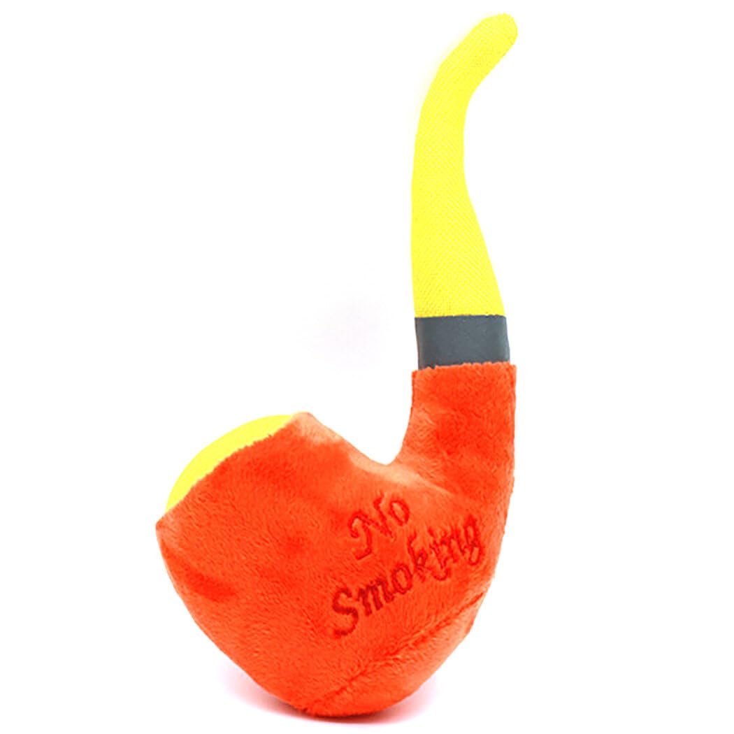 Chewtoyo Pet Teething Decorative Tobacco Pipe Toy Interactive: Stuffed Squeaky Biteproof Funny Chewers for Dog Tooth Cleaning, Coffee357