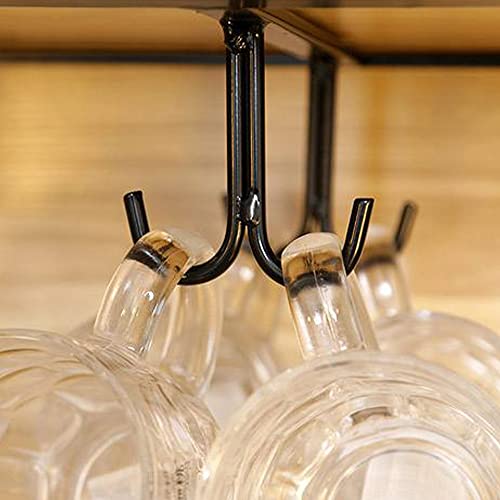 Drstarful Under Cabinet Hooks for Mugs, 16 in 1 Large Coffee Bar Mug Rack, Under Shelf Durable Metal Mug Hanger Holder for Coffee Cup Display, Hanging & Drying, Easy to Mount, Screws Included