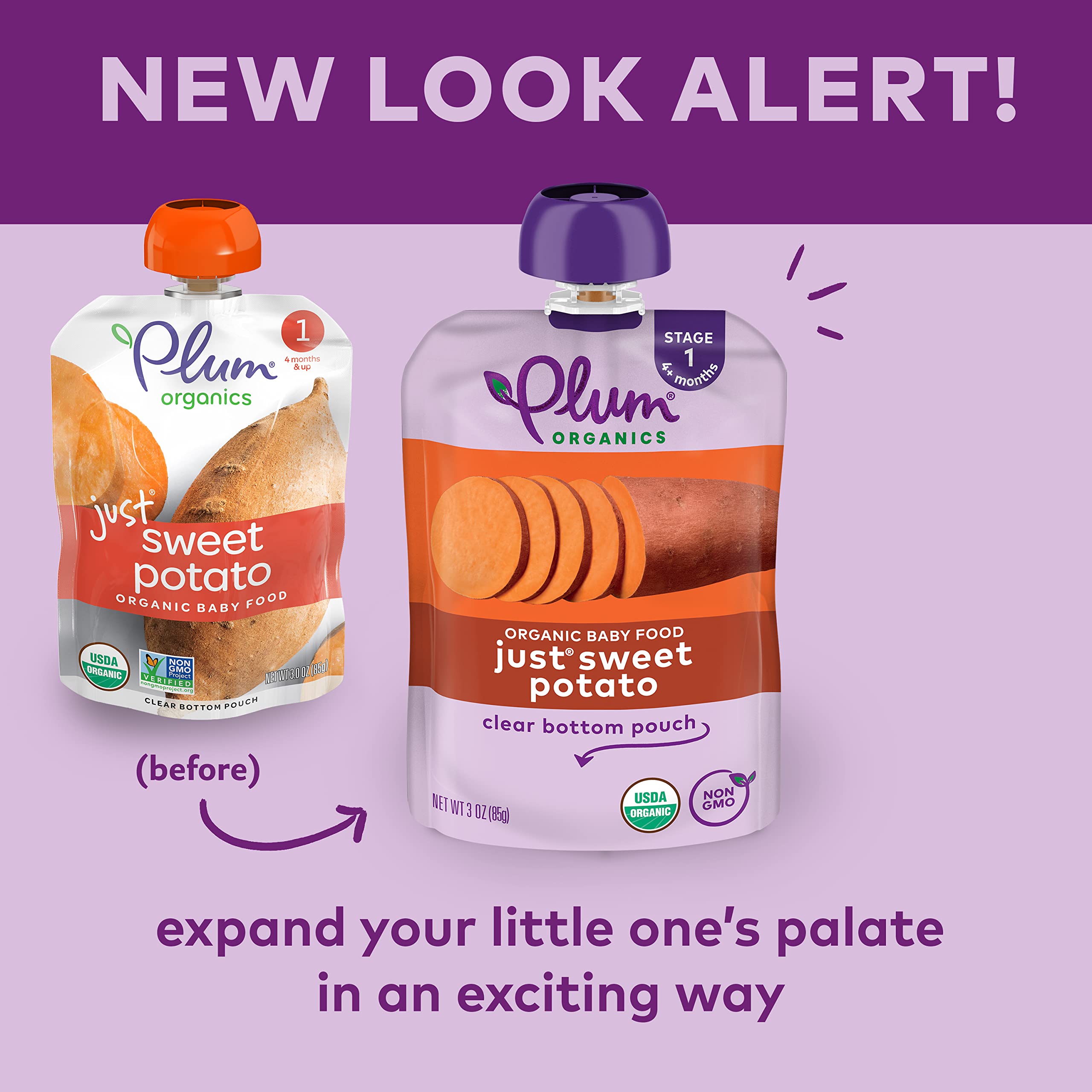 Plum Organics Stage 1, Organic Baby Food, Just Sweet Potato, 3 Oz
