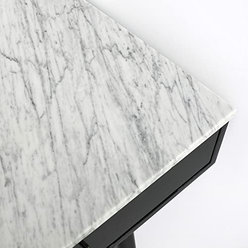 Bianco Collection Viola 44" Italian Marble Writing Desk in White and Black