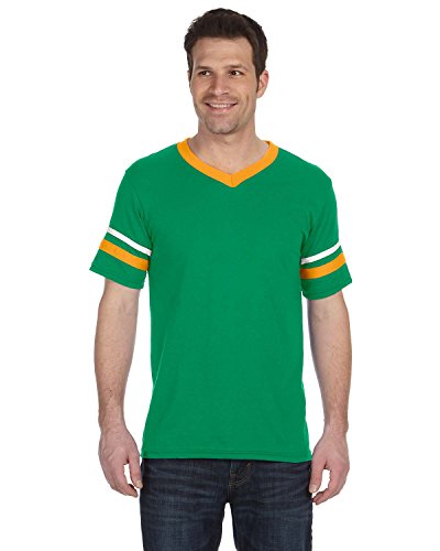 Augusta Sportswear Men's Medium Sleeve Stripe Jersey, Kelly/Gold/White