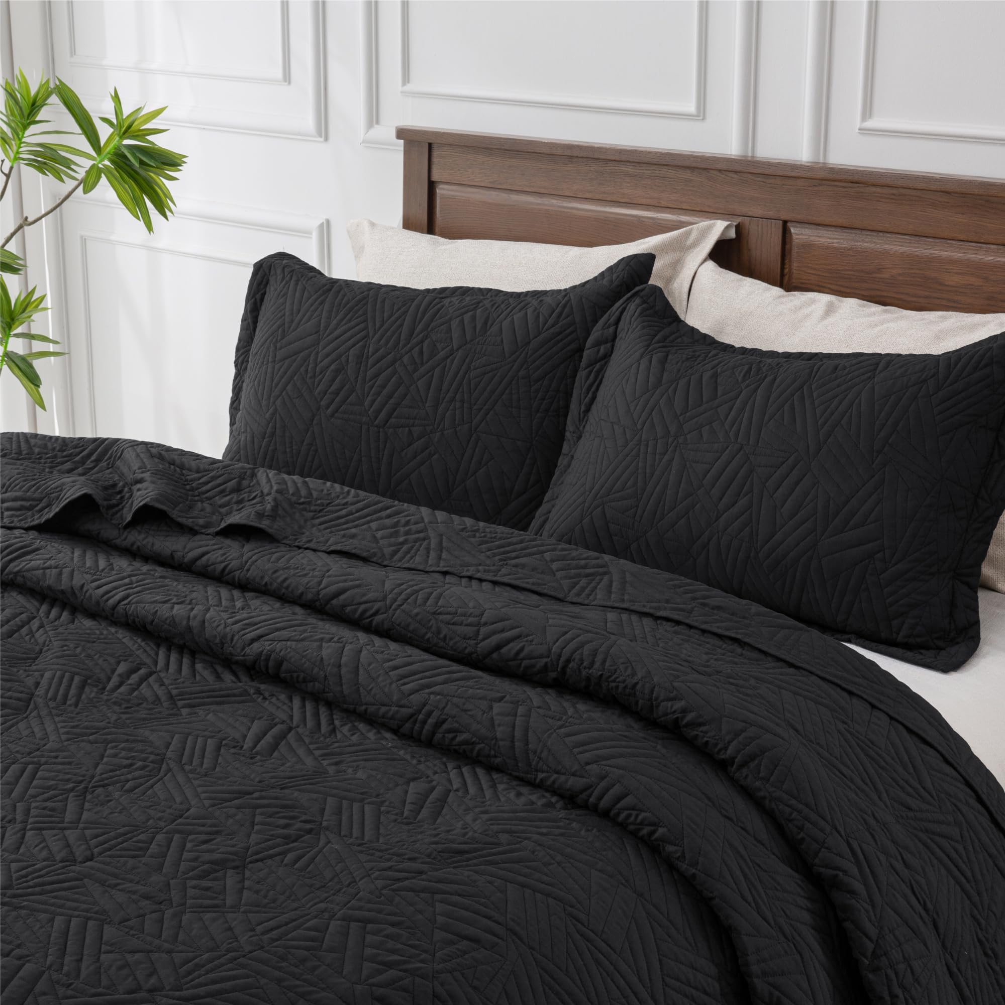 BEDELITE Coverlet Queen Bedspread - Summer Lightweight Full Size Quilt Set, Soft Modern Weave Pattern Gray Queen Quilt Bedding set 3 Pieces (1 Quilt 90" x 96" + 2 Pillow Shams)