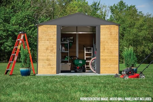 Arrow 10' x 8' Ironwood Galvanized Steel Hybrid Outdoor Shed Kit, Anthracite