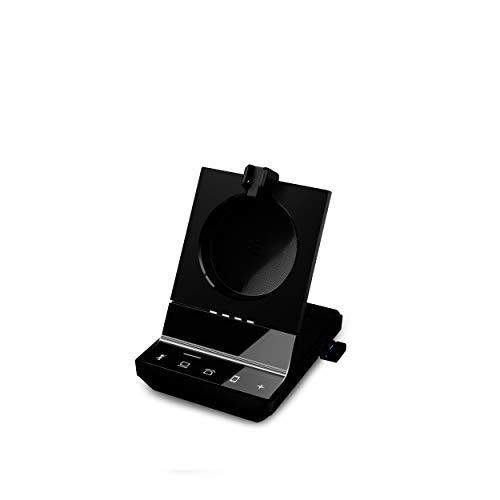 Sennheiser SDW 5016 (507016) Single-Sided Wireless DECT Headset for Desk Phone Softphone/PC& Mobile Phone Connection Dual Microphone Ultra Noise-Canceling, Black, 3 inches