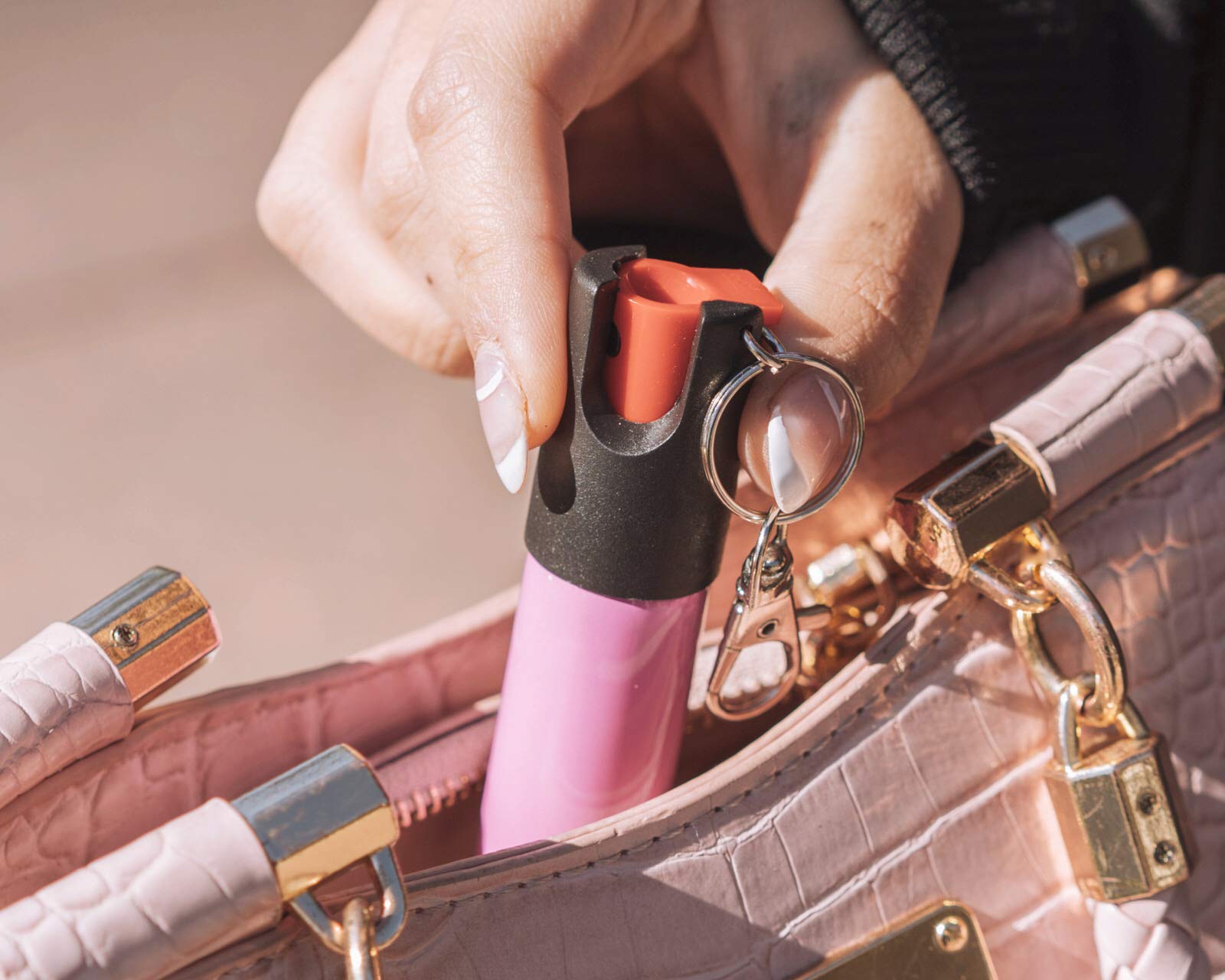 ARMADILLO DEFENSE Pepper Spray and Personal Alarm Key Chain Bundle (2 Pack) for Protection and Self Defense, Safeguard for Women and Men, Tear Gas and Panic Button (Pink)