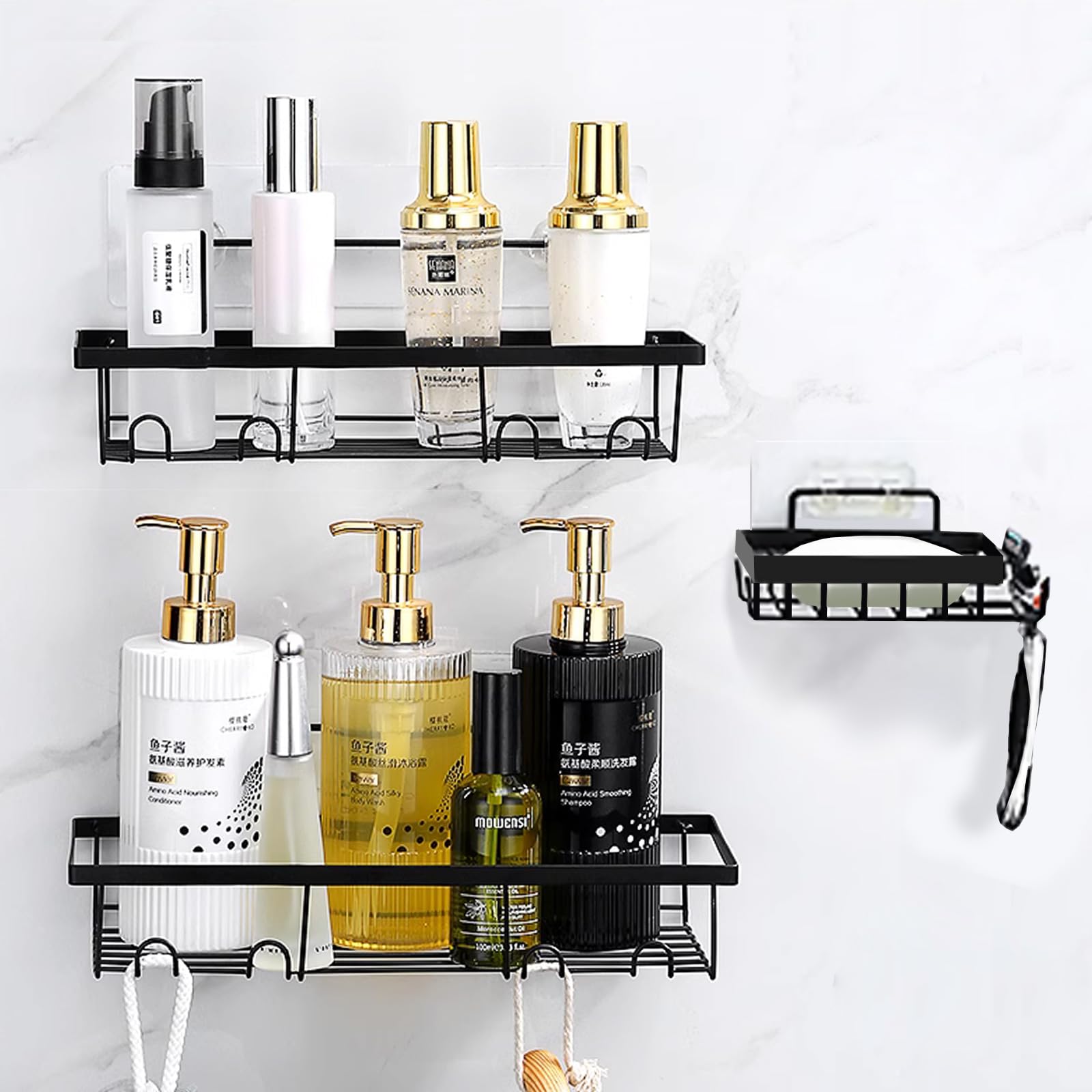 Carrie Joe 3Pack Shower Caddy Bathroom Organizers and Storage Shower Shelves Home Decor Apartment Essentials Kitchen Bathroom Accessories No Drilling