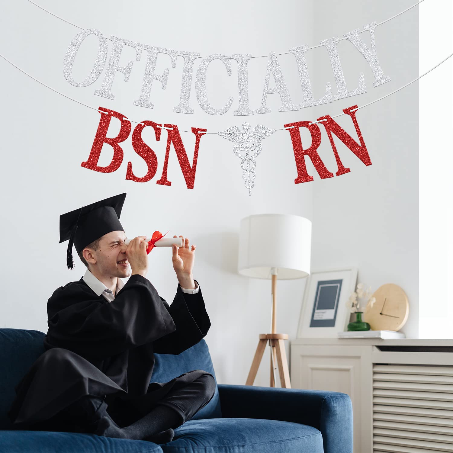 Red Glitter Officially BSN RN Banner, Class of 2023 BSN/Class of 2023 RN/Congrats Nurse, 2023 Nursing School Graduation Party Decorations