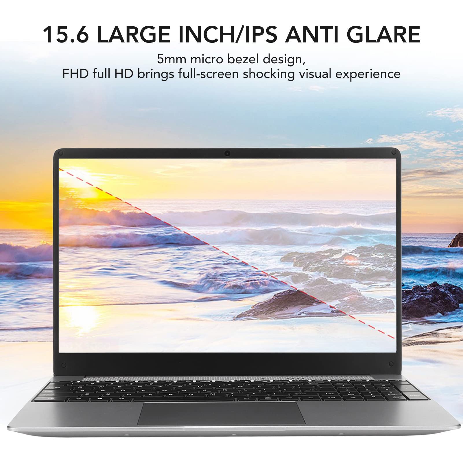 Bewinner 15.6In Laptop,for Intel I7 CPU Laptop Computer,1920x1080 FHD Screen Portable Laptop,Ultra Thin and Large Capacity Storage Computer with Backlit Keyboard for Windows10
