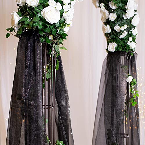 TCDesignerProducts Black Glitter Tulle Wedding Decorating Fabric, 54 Inches x 40 Yards