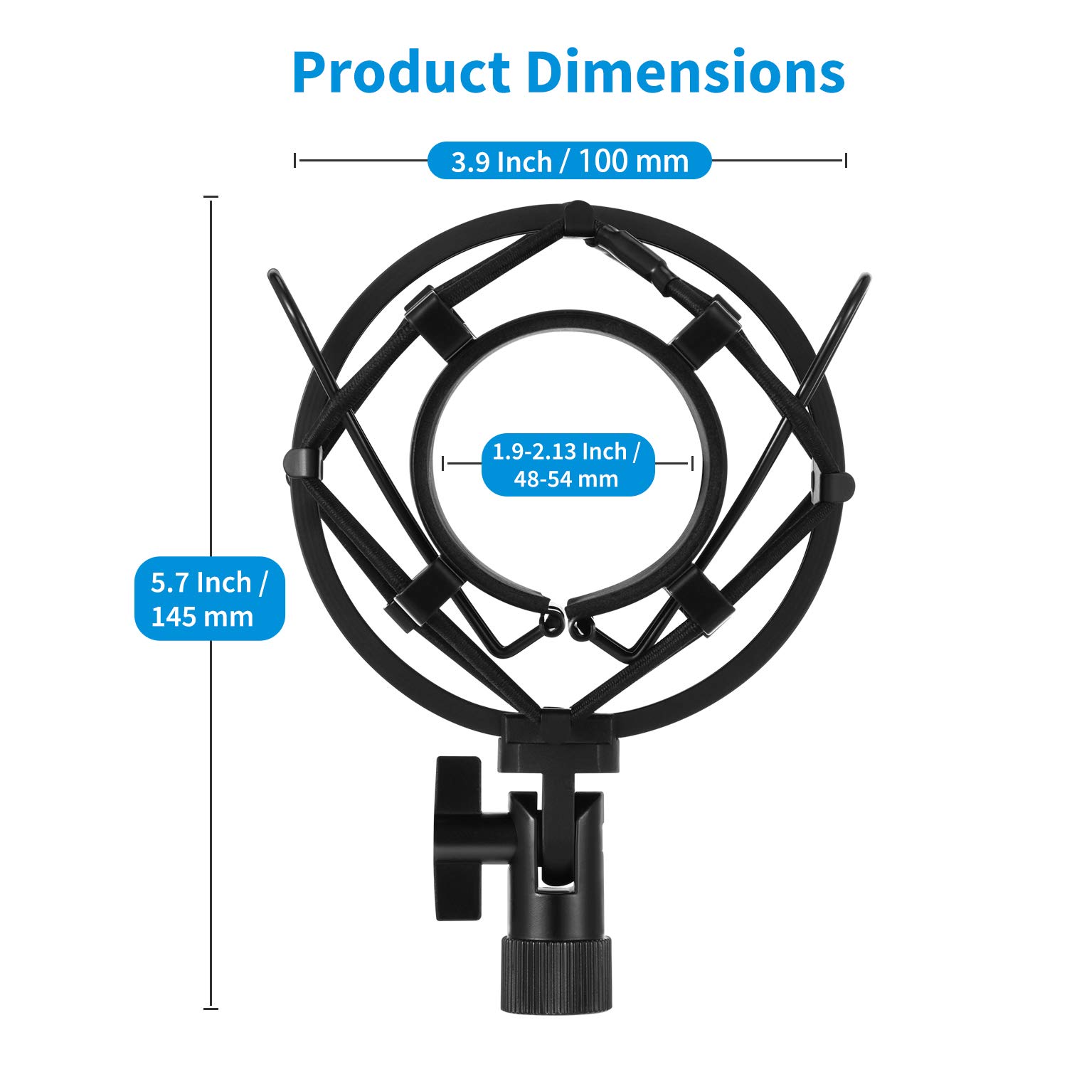 AT2020 Microphone Shock Mount, Moukey Mic Shock Mount for Large Diameter Studio Condenser Mic，Universal 51MM Anti-Vibration Mic Holder for 48MM-54mm Diameter Condenser Mic