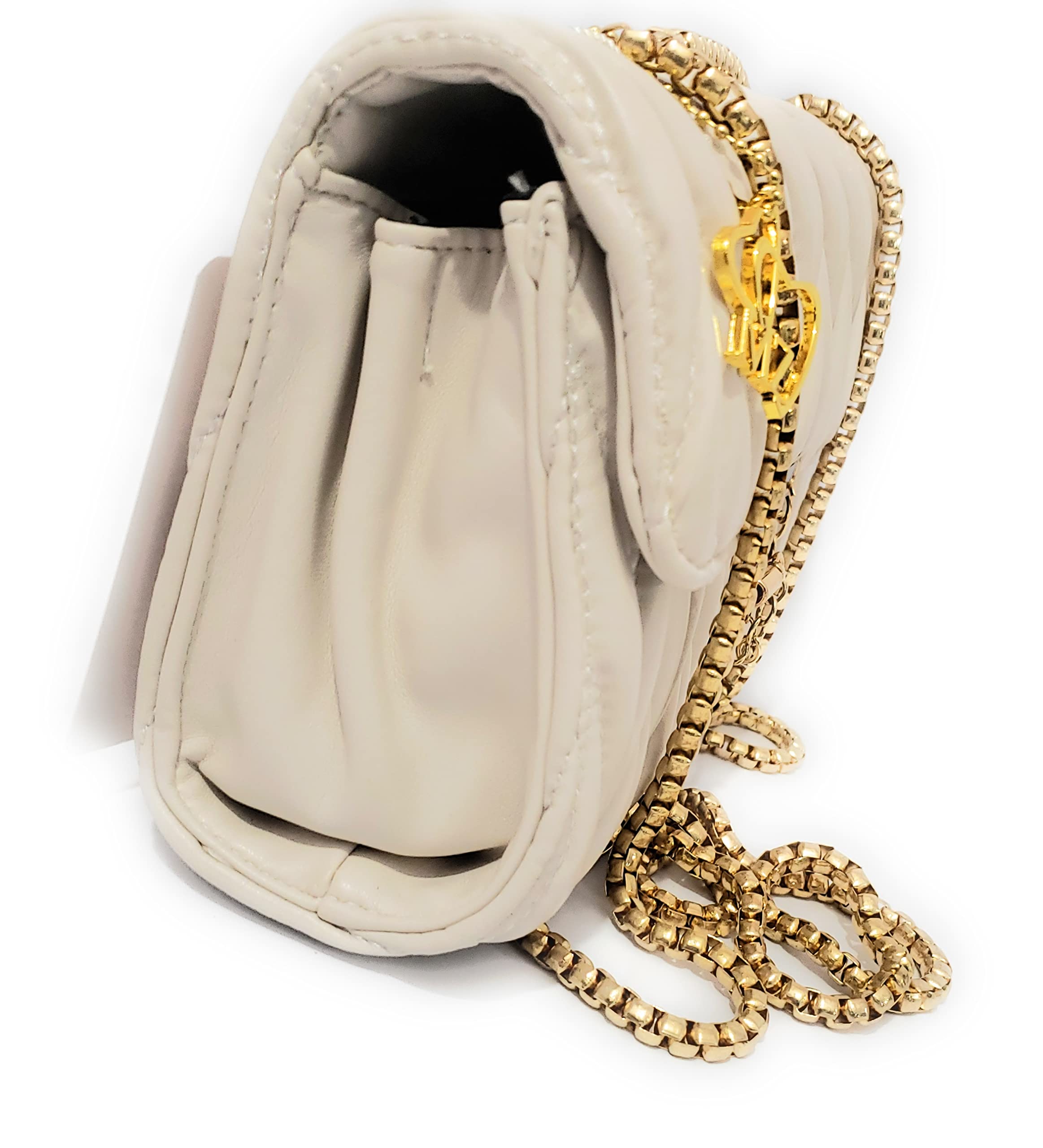 MariaKinz Crossbody/Shoulder Small Bag and Phone Holder Purse Convertible Chain Strap (Cornforth White)