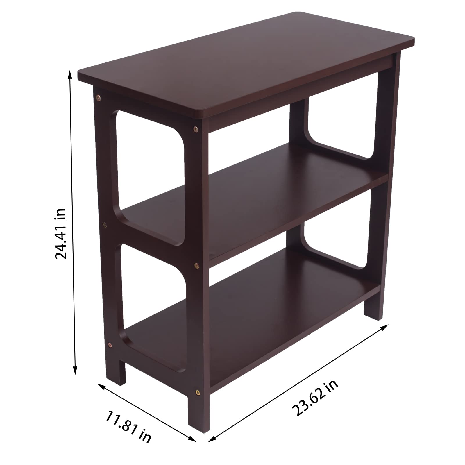 ARPHASLE Side Table, 3-Tier Narrow End Table, Slim Nightstand for Small Spaces, Hallway, Living Room, Bedroom 23.6”L x 11.8”D x 23.6”H